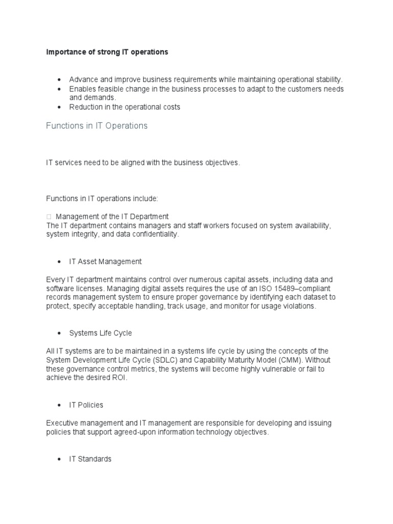 Functions in IT Operations | PDF