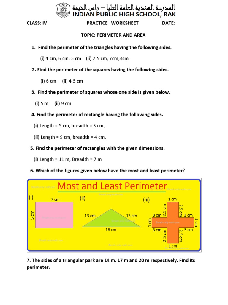 Calculating Perimeters and Areas: A Practice Worksheet on Finding the ...