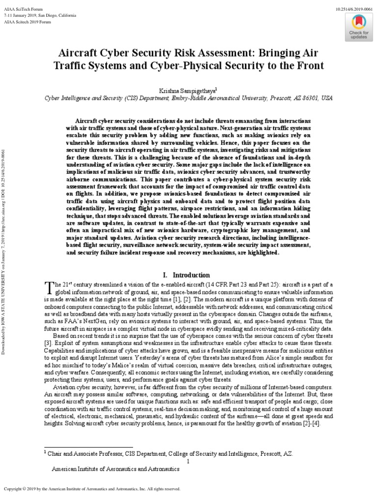 Aircraft Cyber Security Risk Assessment - Bringing Air Traffic Systems ...