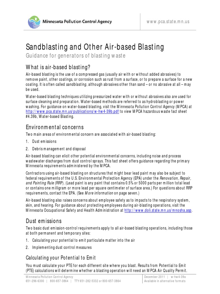 Guidance for Air-Based Blasting Operations: Best Practices for Dust ...