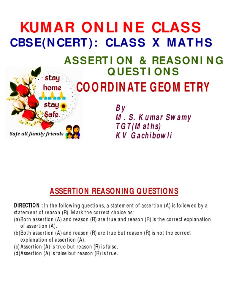 Assertion and Reasoning Questions On Coordinate Geometry | PDF ...