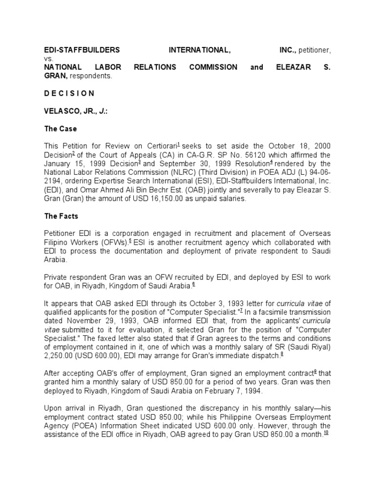 EDI-Staff v. NLRC | PDF | Employment | Appeal