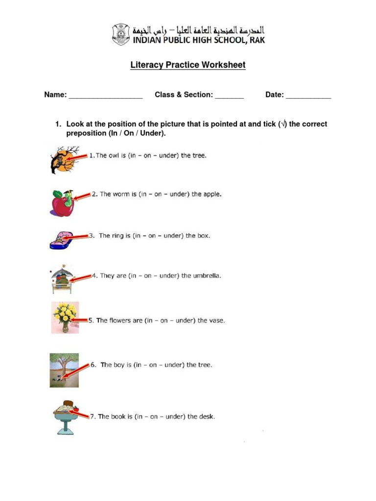 Literacy Practice Worksheet | PDF