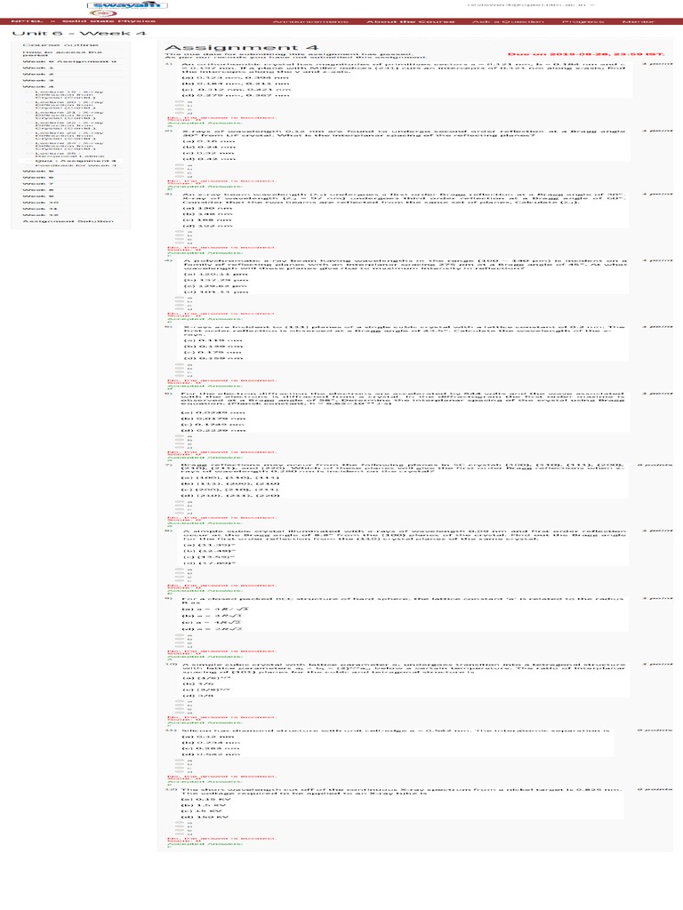 Noc19 ph14 Assignment Week 4 | PDF