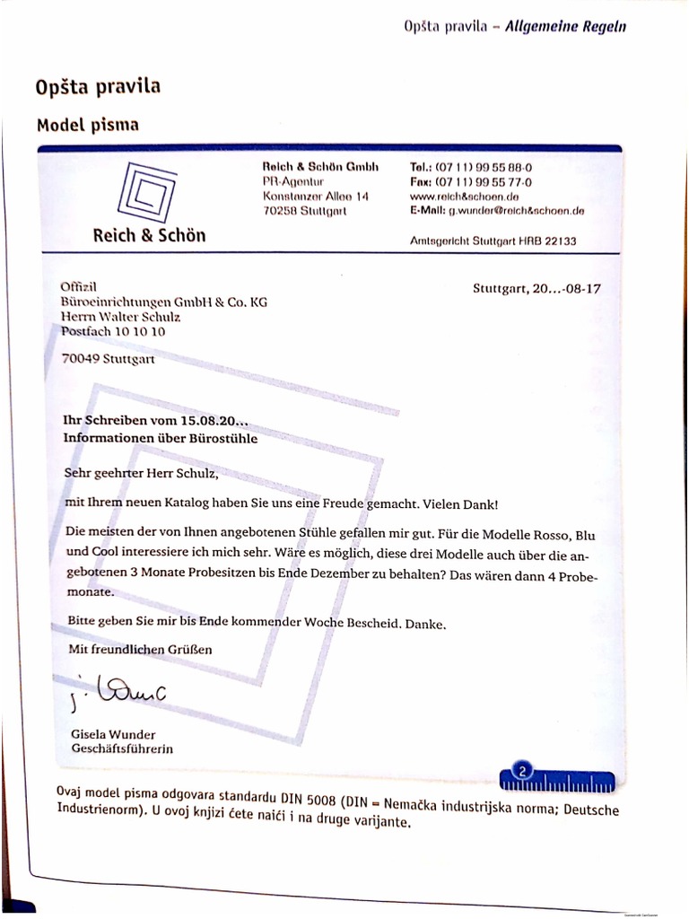 Poslovna Korespondencija Na Nemackom | PDF