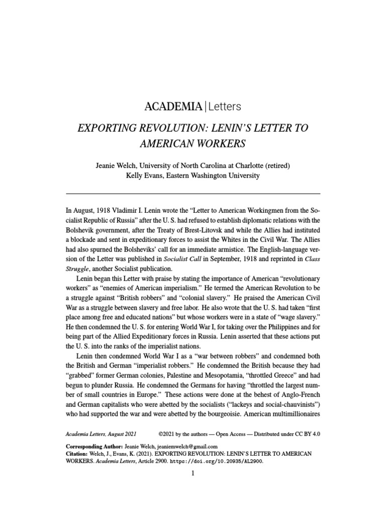 Exporting Revolution Lenin S Letter To A | PDF | Vladimir Lenin | Communism