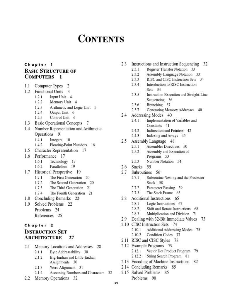 Basic Structure of Computers: December 16, 2010 09:28 Ham - 338065 - Toc Sheet Number 1 Page ...