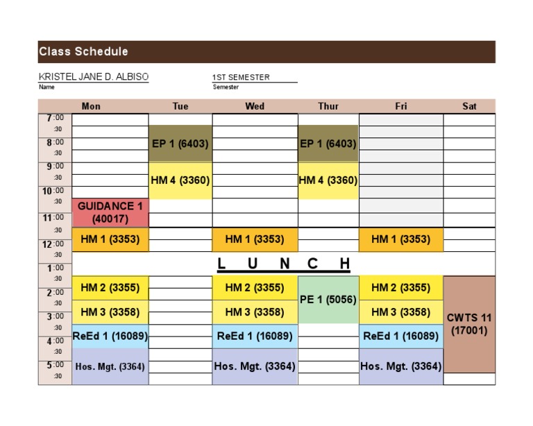 1st Sem Study Load | PDF