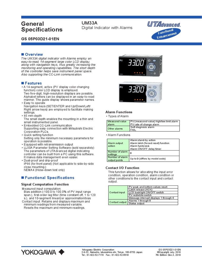 General Specifications: GS 05P03D21-01EN | PDF | Programmable Logic ...