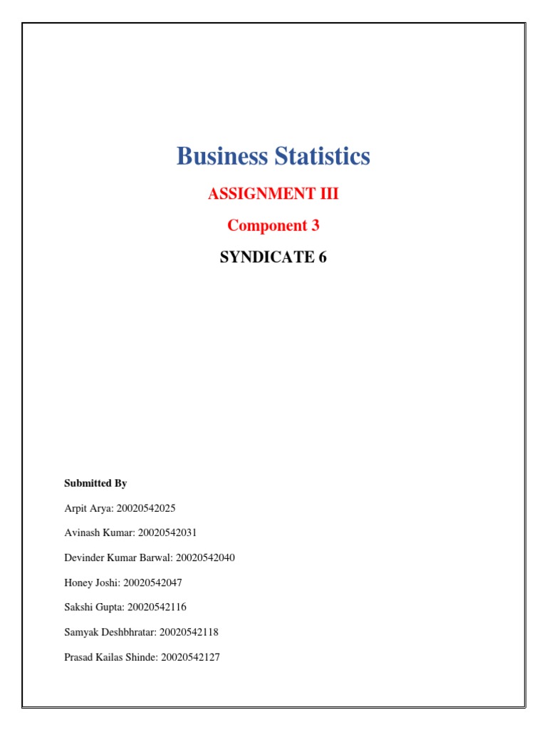 Business Statistics: Assignment Iii Component 3 | PDF | P Value ...