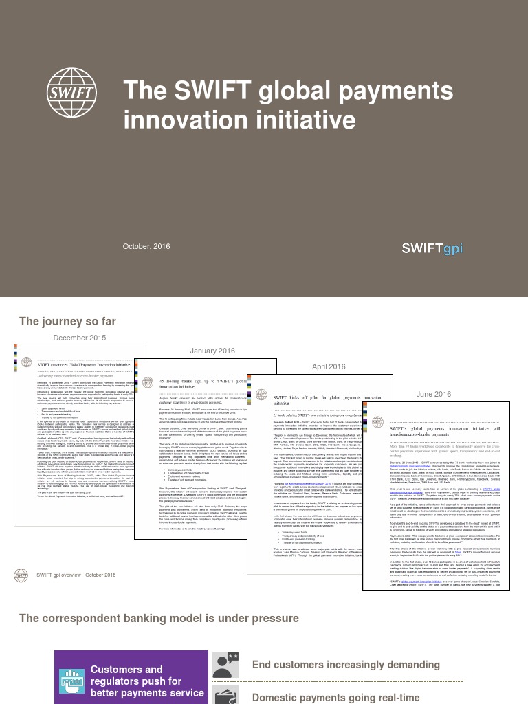 The SWIFT Global Payments Innovation Initiative: October, 2016 | PDF ...