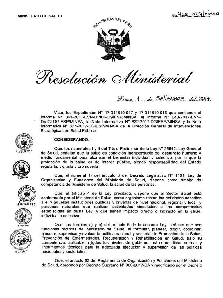 RM 755-2017-MINSA - GT Guia Practica Clinica Diagnostico y Tratamiento EDA Niño y Niña | PDF
