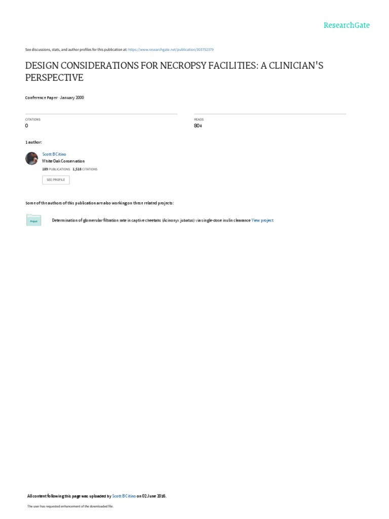 Design Considerations For Necropsy Facilities: A Clinician'S ...