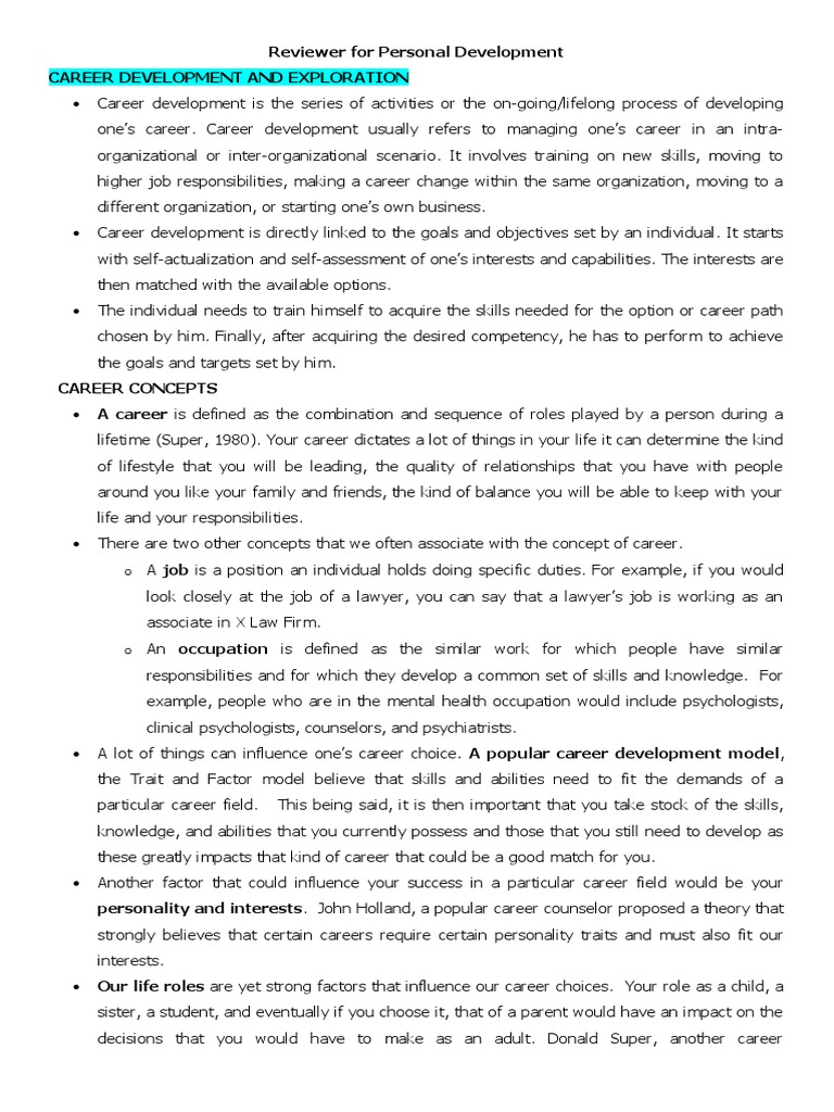 Perdev Reviewer | PDF | Attitude (Psychology) | Choice