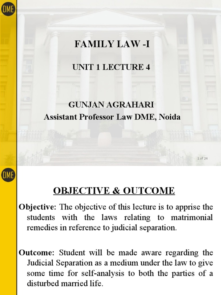 Family Law - I: Unit 1 Lecture 4 | PDF | Husband | Marriage