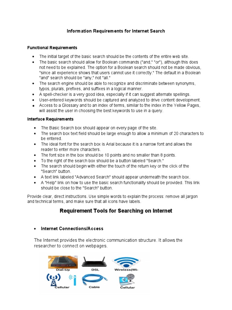Information Requirements For Internet Search | PDF | World Wide Web ...