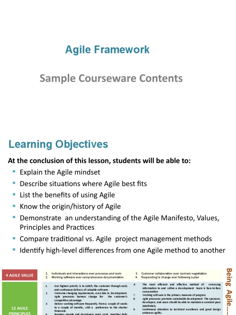 Sample Courseware Contents: Agile Framework | PDF | Scrum (Software Development) | Agile ...