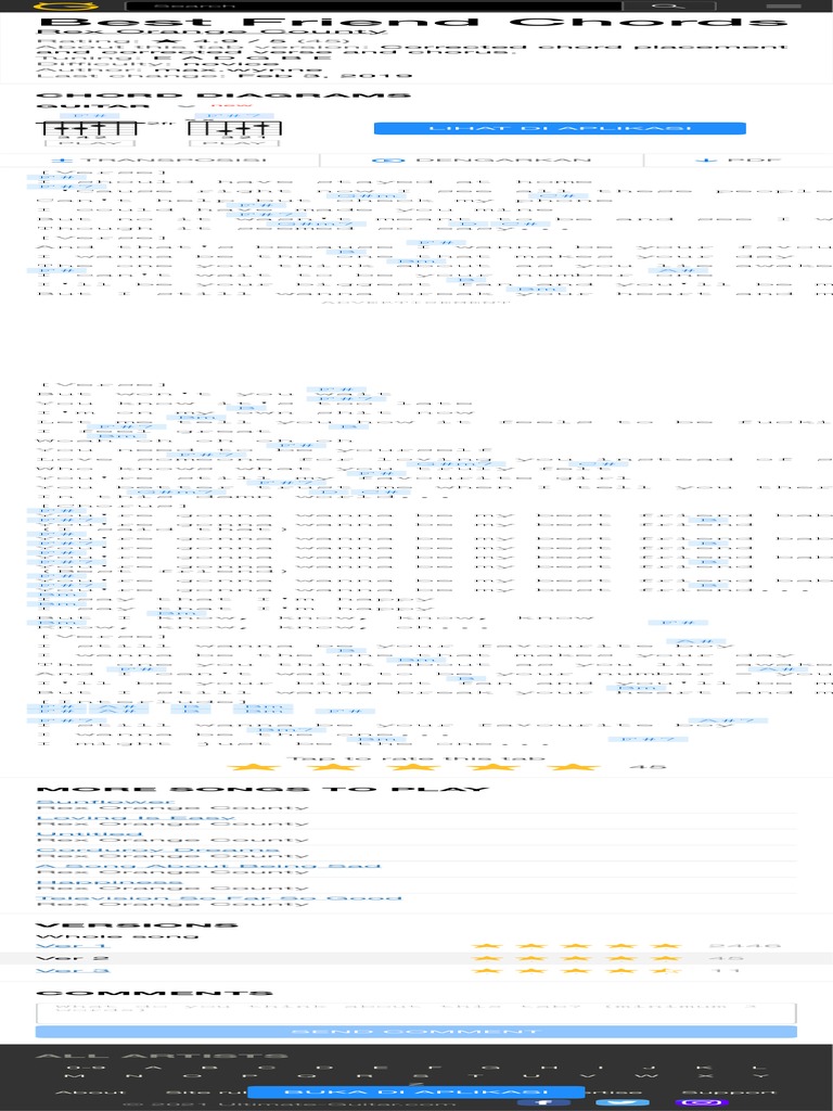 BEST FRIEND CHORDS (Ver 2) by Rex Orange County @ | PDF | Recorded ...