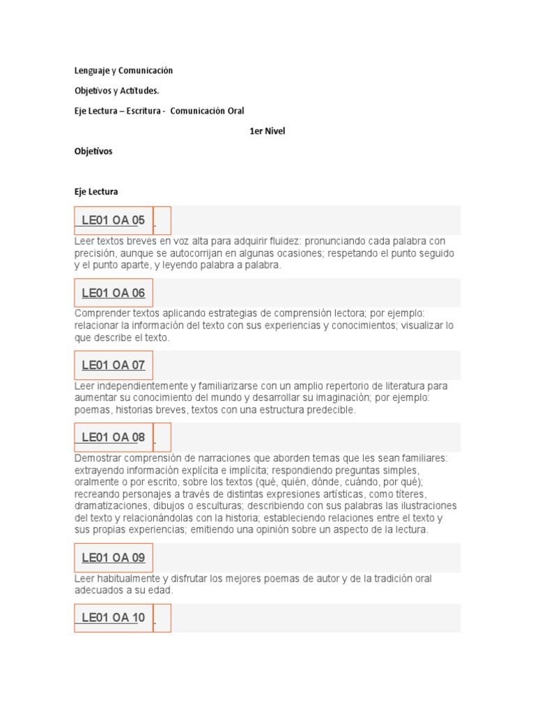 Lenguaje y Comunicación Ejes Objetivos | Descargar gratis PDF ...