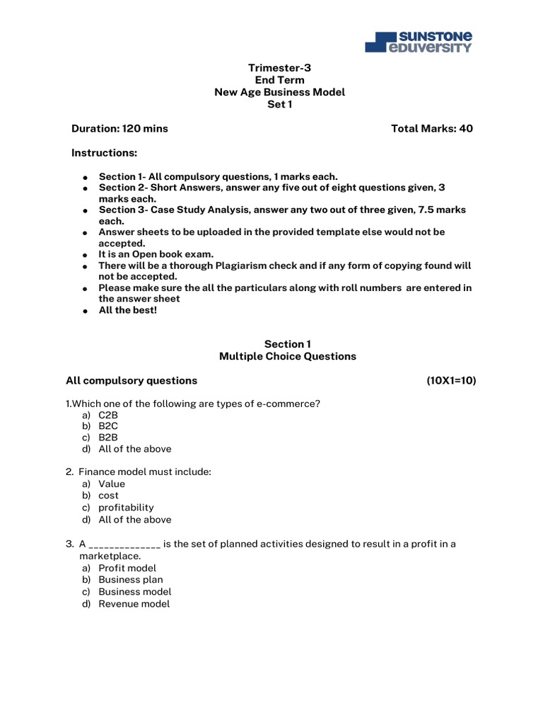 NABM - End Term - Tri 3 Set 1 | PDF | Business Model | Brand