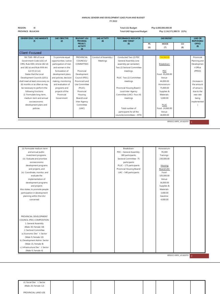 GAD Plan and Budget 2022 | PDF | Disaster Risk Reduction | Emergency ...