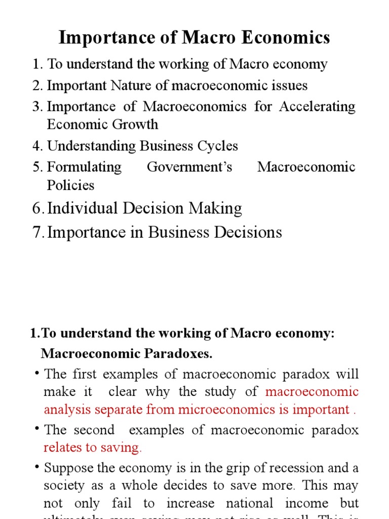 Importance of Macro Economics | PDF | Macroeconomics | Business Cycle