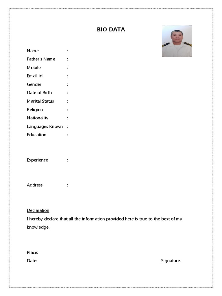 Bio Data Job 3 1 | PDF
