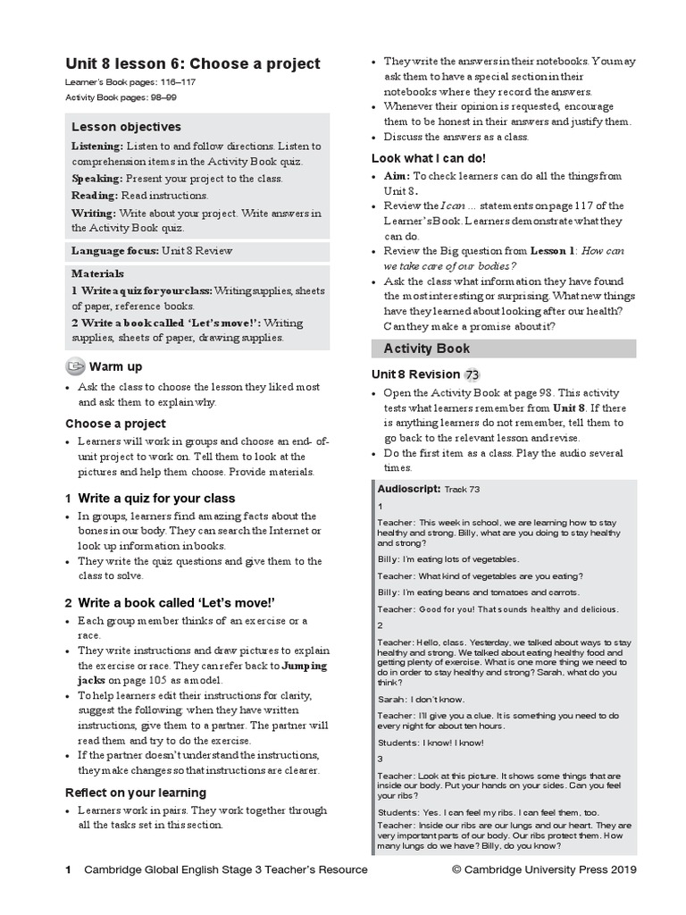 Lesson Plan 8 6 Our Amazing Body GE3 | PDF | Learning | Books