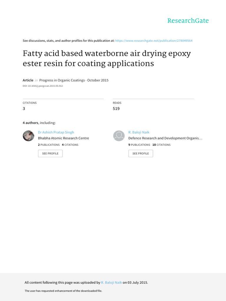 POC Paper - Epoxy Ester | PDF | Epoxy | Corrosion