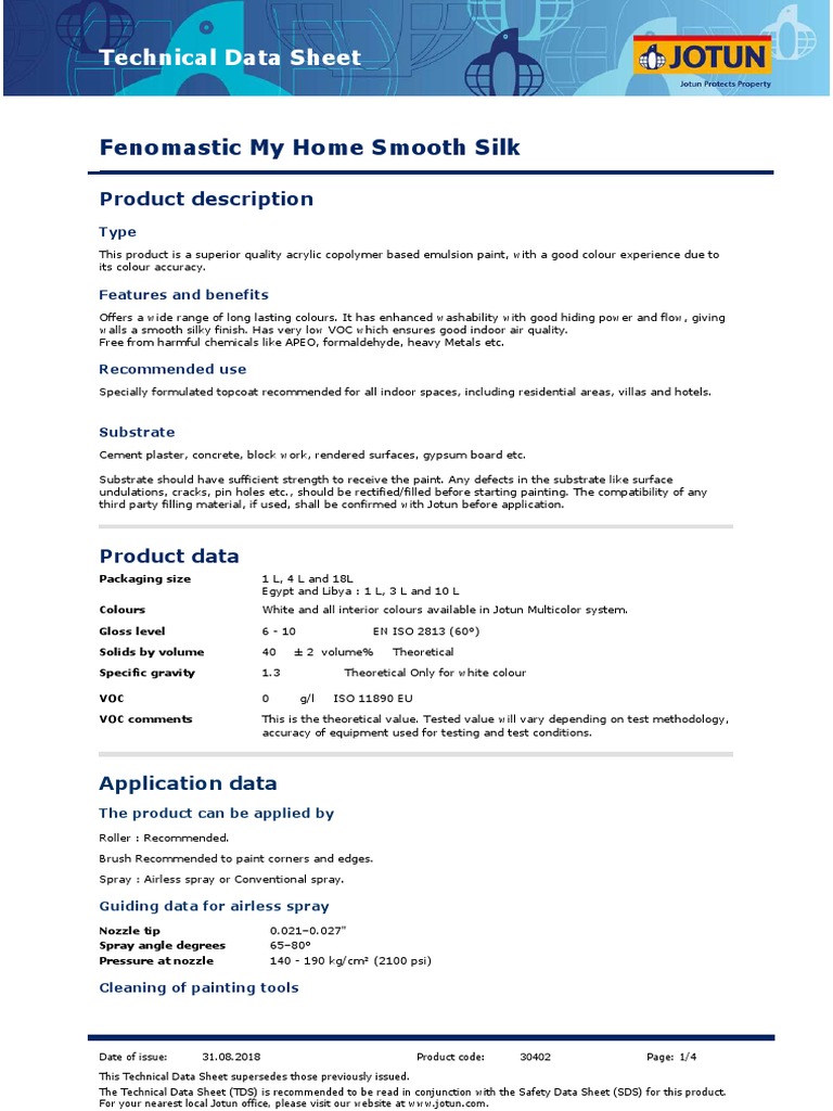 Fenomastic My Home Smooth Silk | PDF | Paint | Green Building