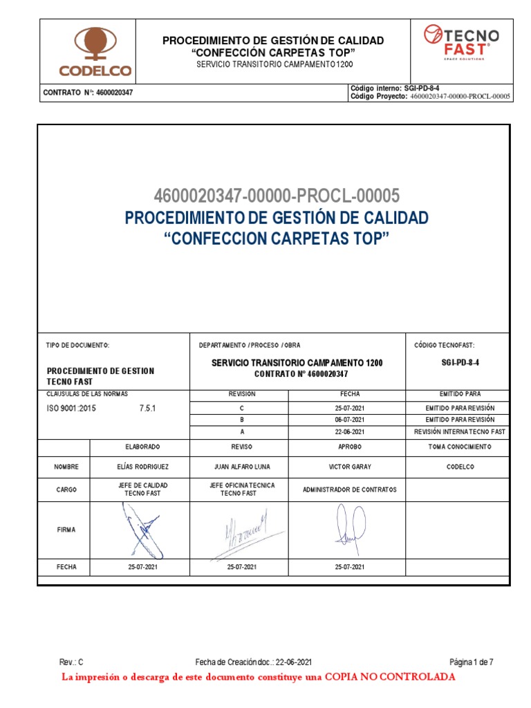 Procl 00005 - C | PDF | Sistema de manejo de calidad | Software