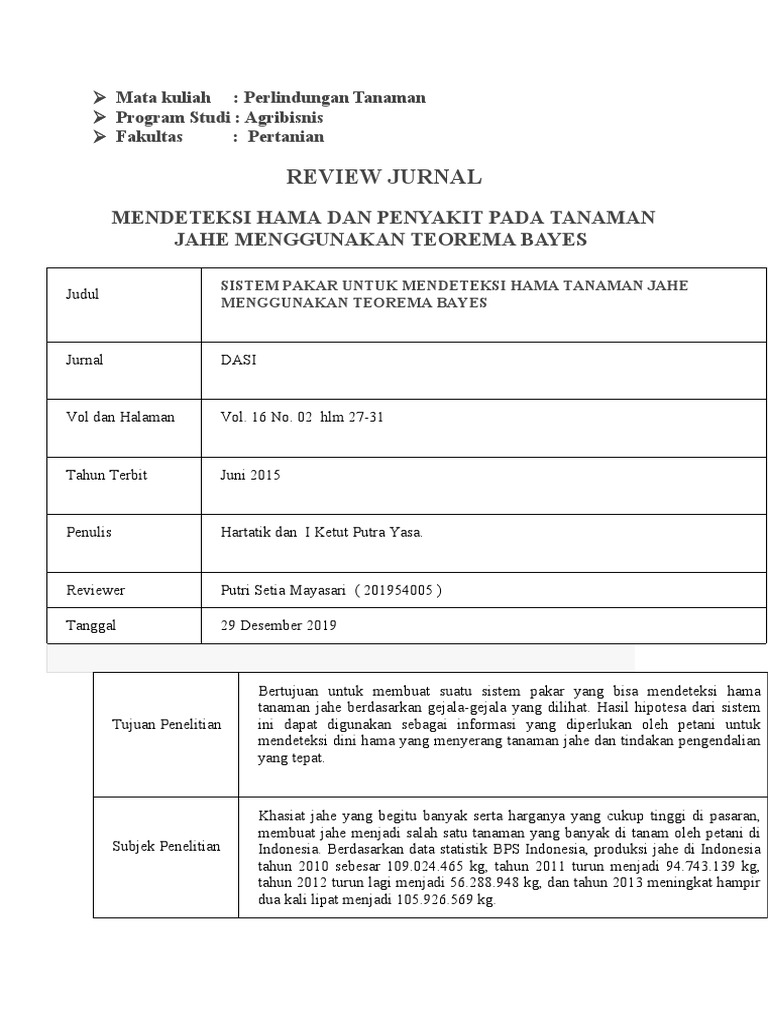 Deteksi Hama Tanaman Jahe dengan Bayes | PDF | Sains & Matematika