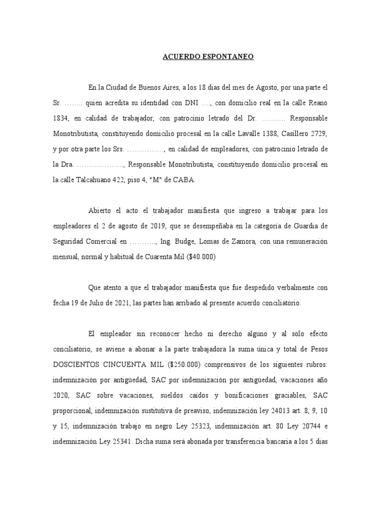 Acuerdo Espontaneo | PDF