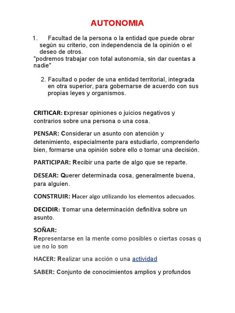 Definición y Elementos de Autonomía | PDF