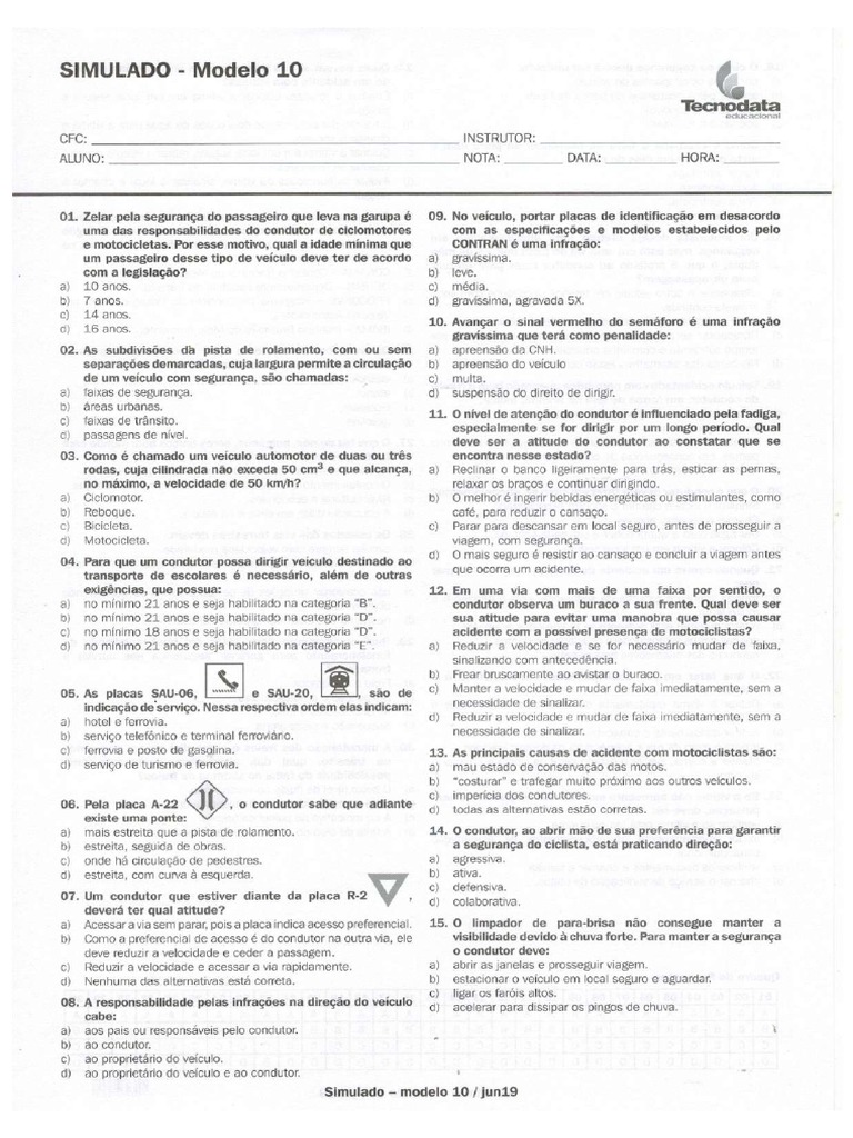 Simulado Modelo 10 | PDF