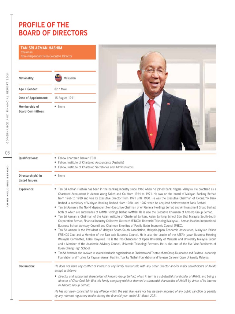 Tan Sri Azman Hashim (Profile) | PDF | Malaysia | Business