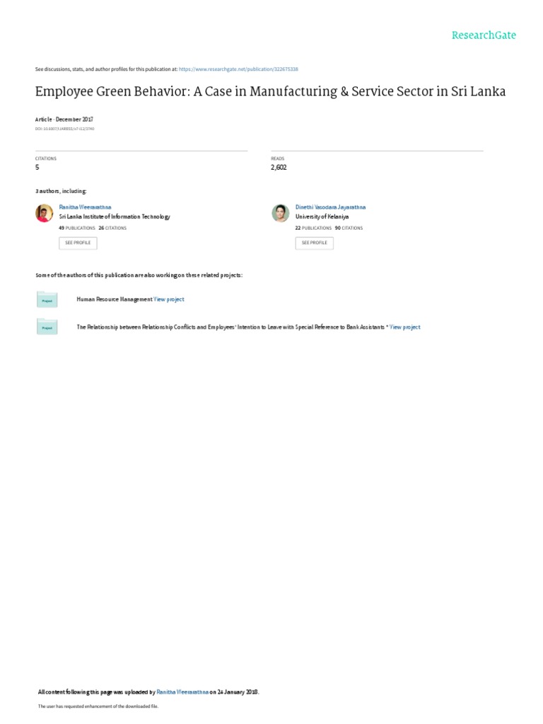 Employee Green Behavior | Download Free PDF | Academic Degree ...