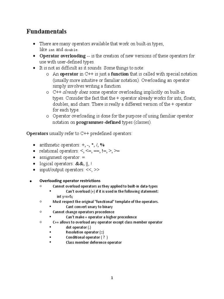 Operator Overloading Extra | PDF | Parameter (Computer Programming ... Operator Overloading Extra | PDF | Parameter (Computer Programming ...