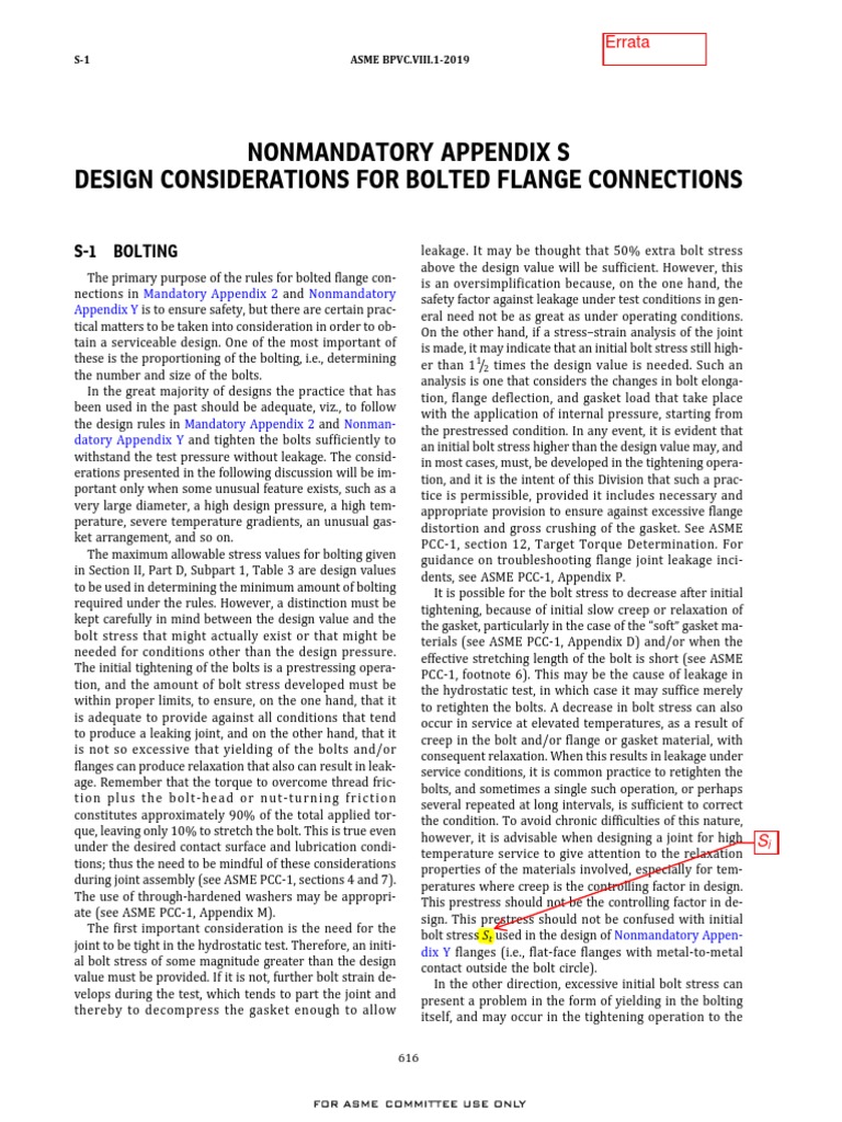 Nonmandatory Appendix S Design Considerations For Bolted Flange Connections | Download Free PDF ...