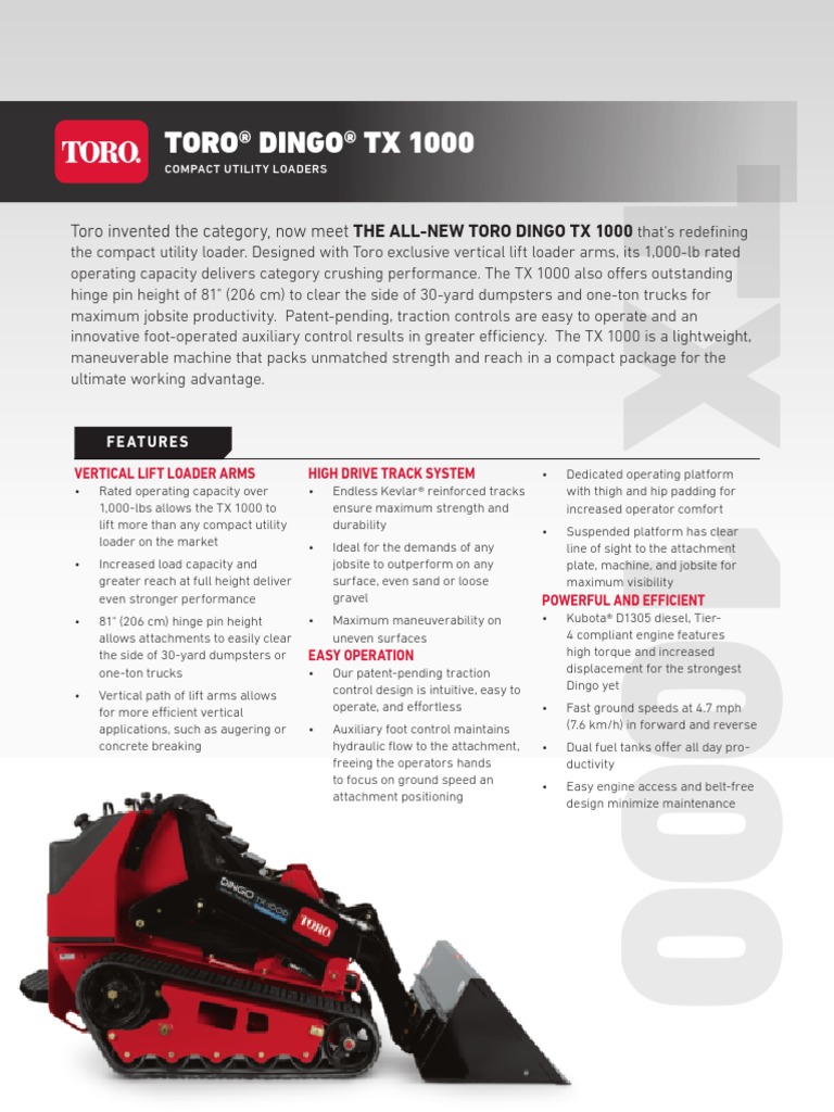 Toro® Dingo® TX 1000: Toro Invented The Category, Now Meet | PDF ...