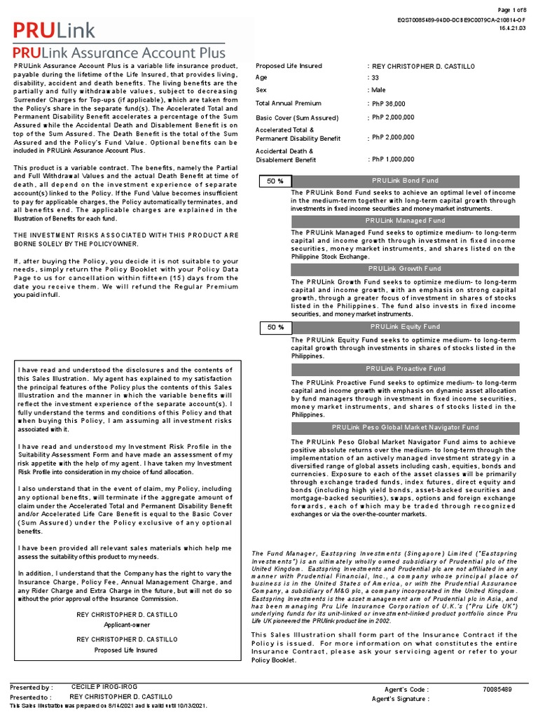 PAA 2M SA TPD 1M ADD LCB 36k Ape | PDF | Life Insurance | Insurance