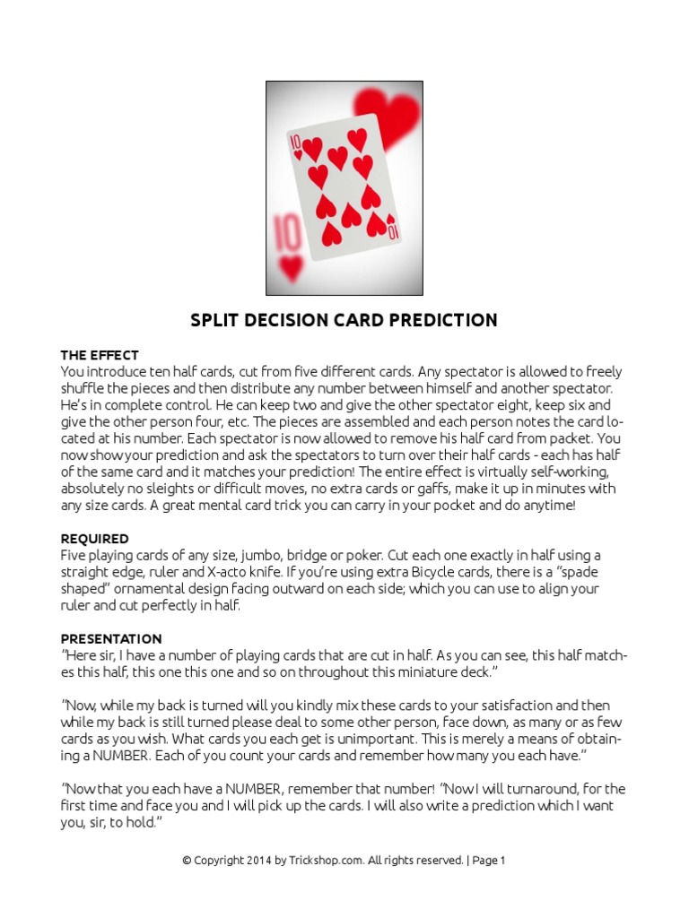 Split Decision Card Prediction Guide | PDF