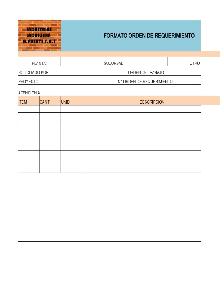 Formato Orden de Requerimiento | PDF
