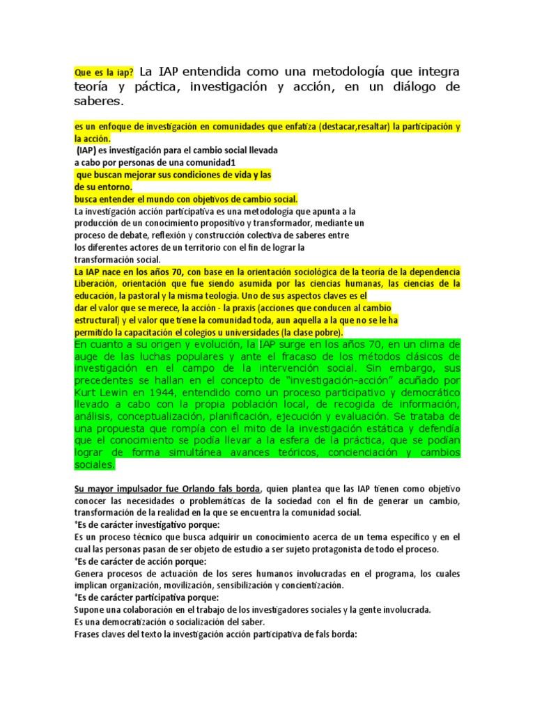 Que Es La Iap | PDF | Investigación de acción participativa | Conocimiento