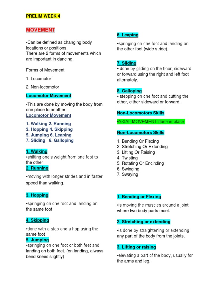 Movement - Pe Prelim Week 4 | PDF | Dances | Foot