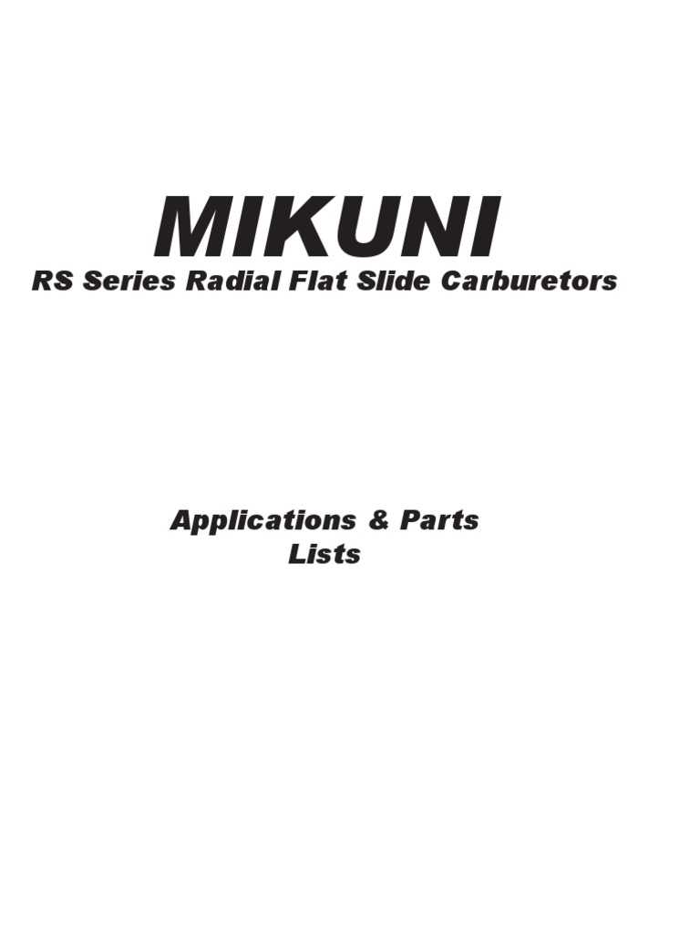 MIKUNI RS App Parts Lists | PDF
