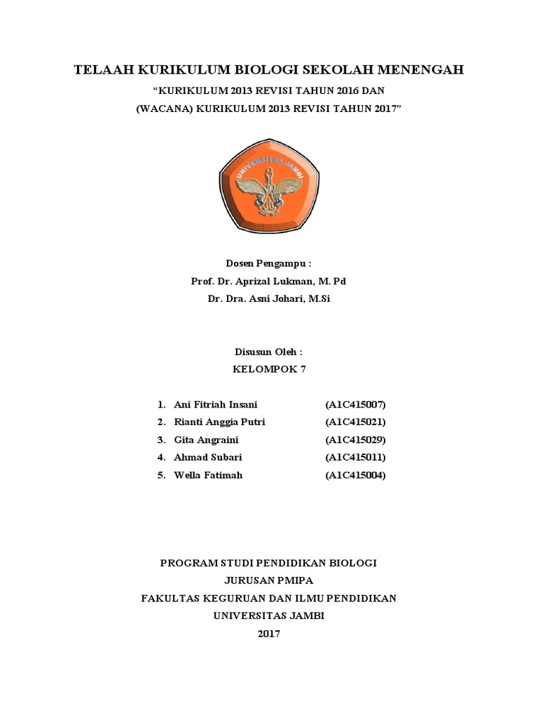 Kelompok 7 Telaah Kurikulum Biologi Sekolah Menengah | PDF