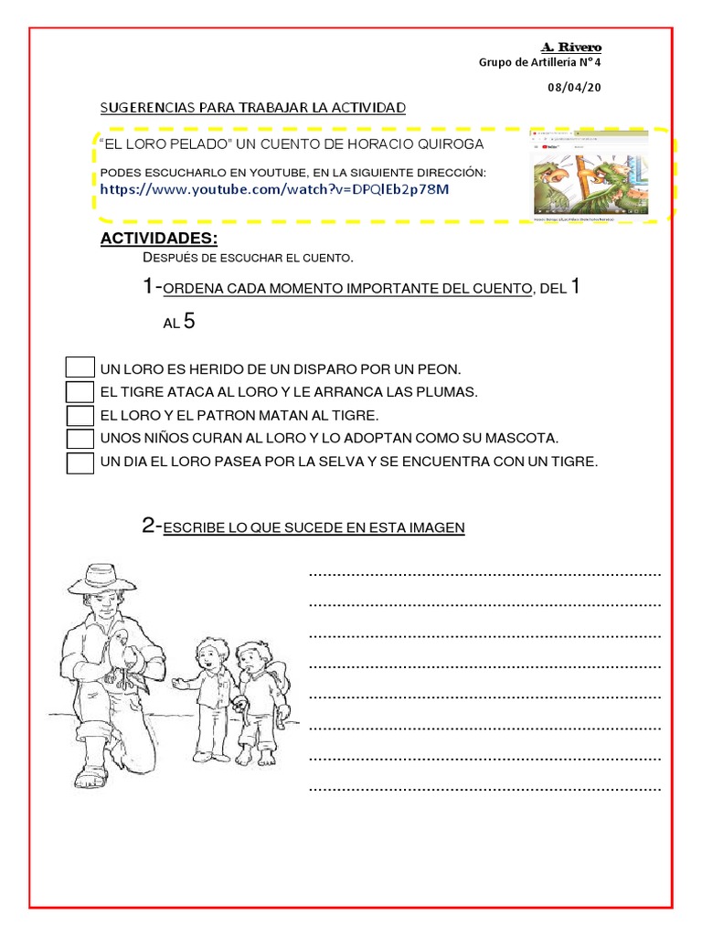 Actividades del cuento "El loro pelado" | PDF | Numero Gramatical ...