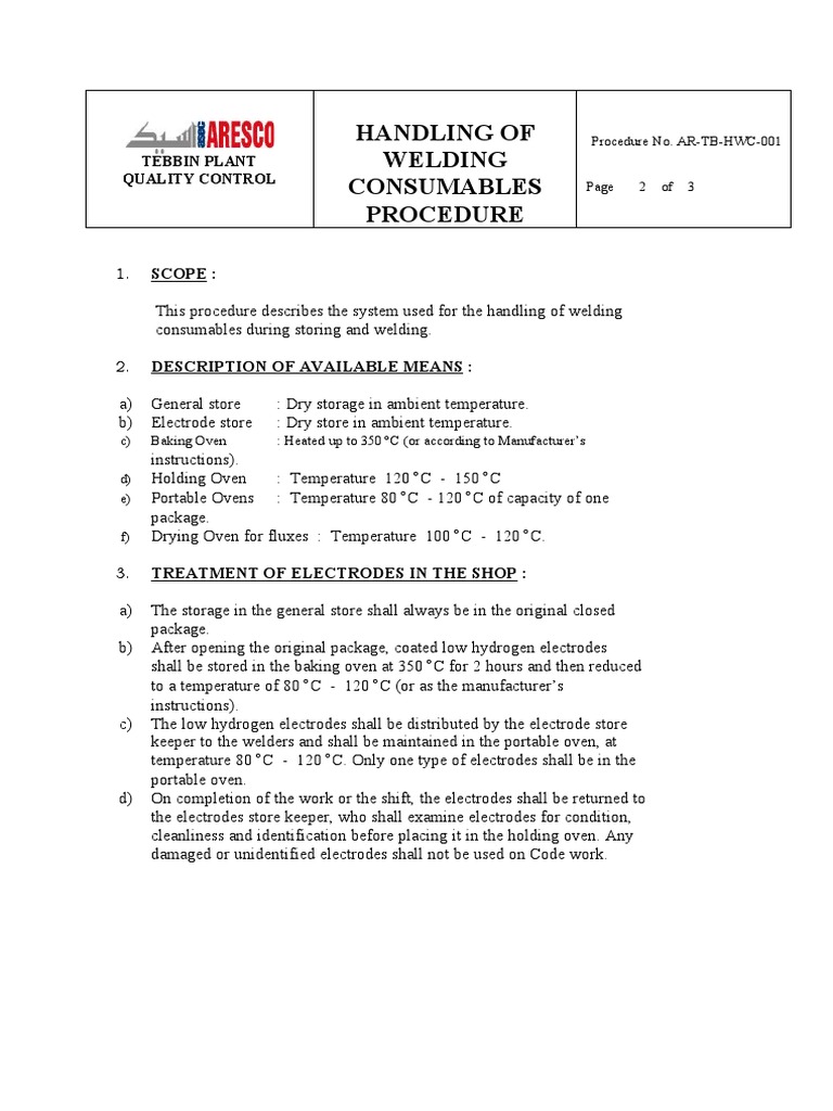 Proper Storage and Treatment of Welding Consumables According to ...