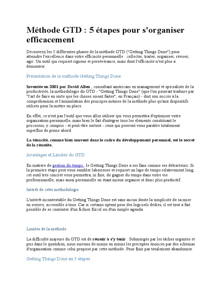 Méthode GTD | PDF